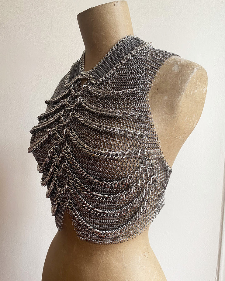 Falconiere Silver Ribcage Chainmail Vest - Collared Chain Halter - Mad ...