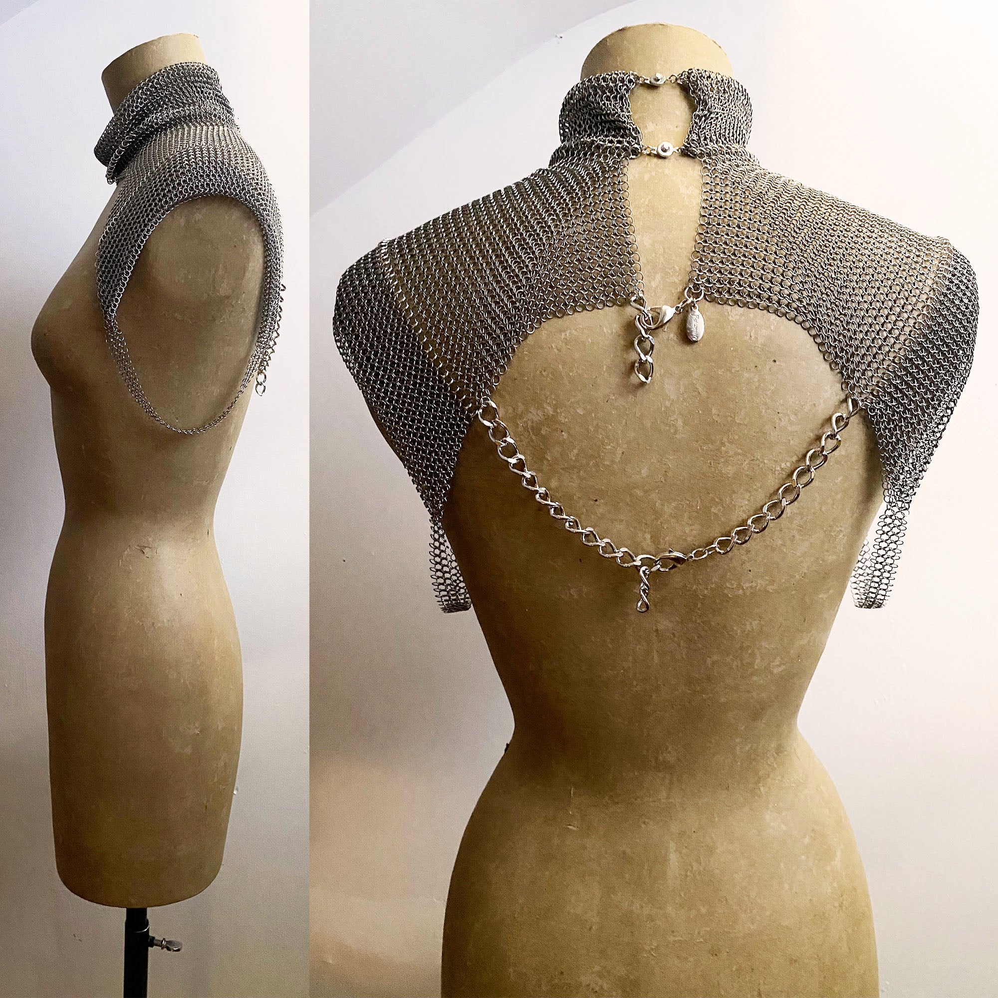 Falconiere Muscle Tee - Silver-Tone High Neck Harness - Chainmail Epau ...