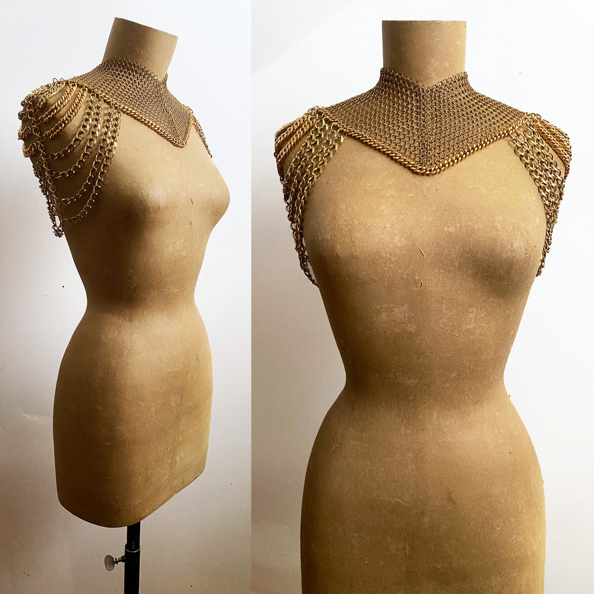 Falconiere Brass Chainmail Epaulet Collar - Made to Order 3-6 weeks ...