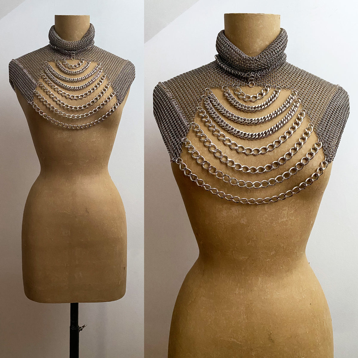 Falconiere Cowl Neck Capelet - High Neck Chain Mantle - Silver-tone ...