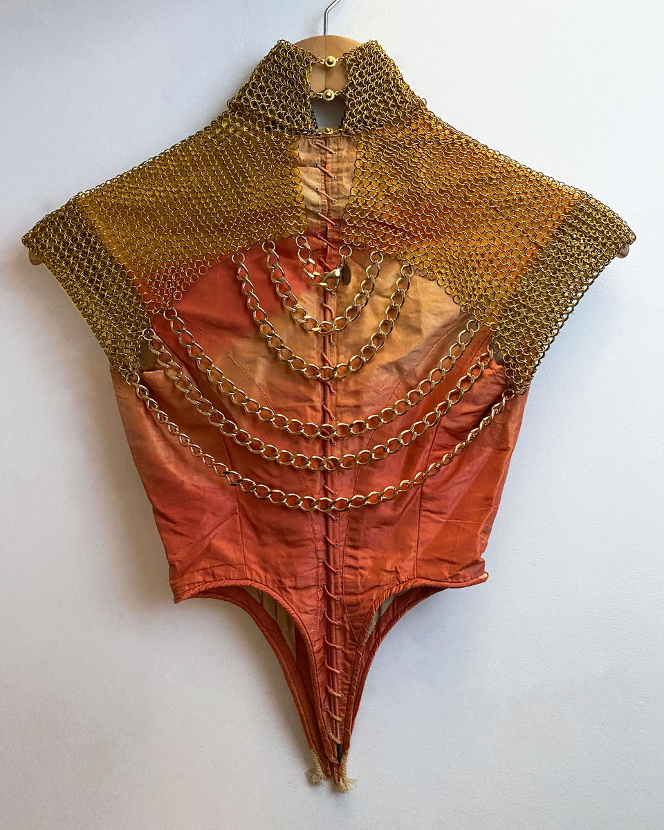 Falconiere Cowl Neck Capelet - High Neck Chain Mantle - Brass - made t ...
