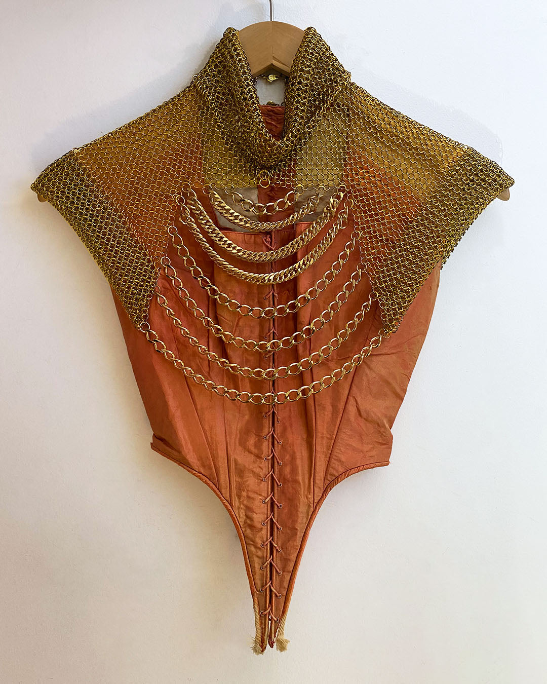 Falconiere Cowl Neck Capelet - High Neck Chain Mantle - Brass - made t ...